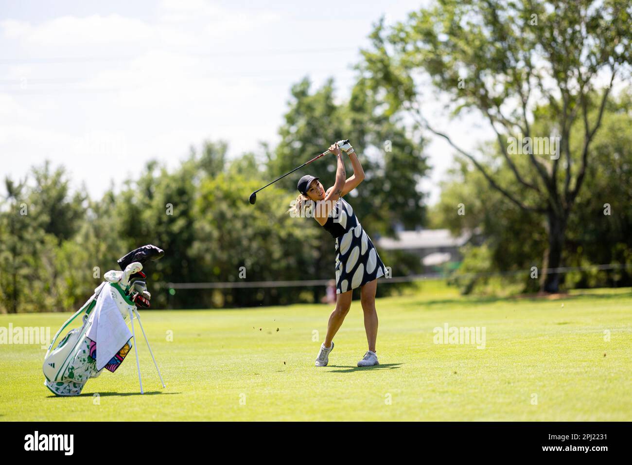 LIV Golf Broadcast member, Su-Ann Heng on the 17th hole during the pro ...