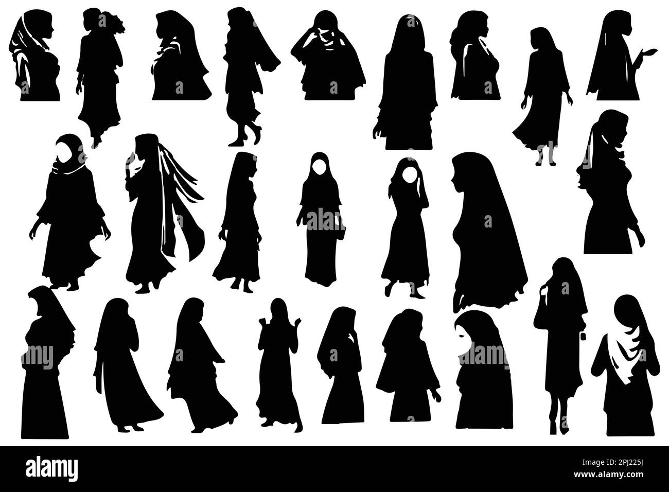 Muslim woman in hijab fashion silhouette vector Stock Vector Image ...
