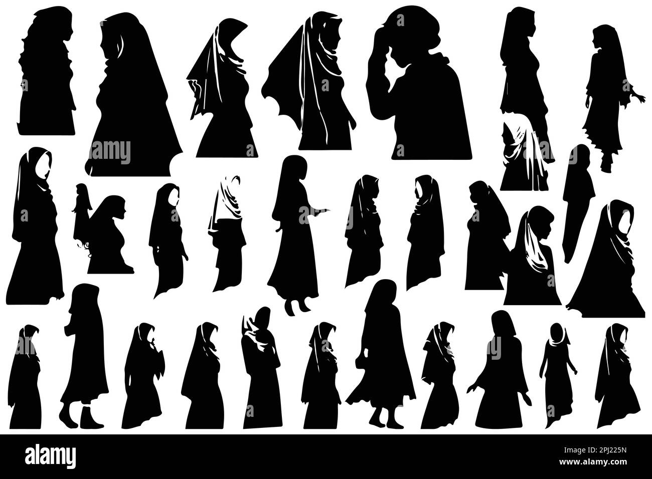 Muslim woman in hijab fashion silhouette vector Stock Vector Image ...