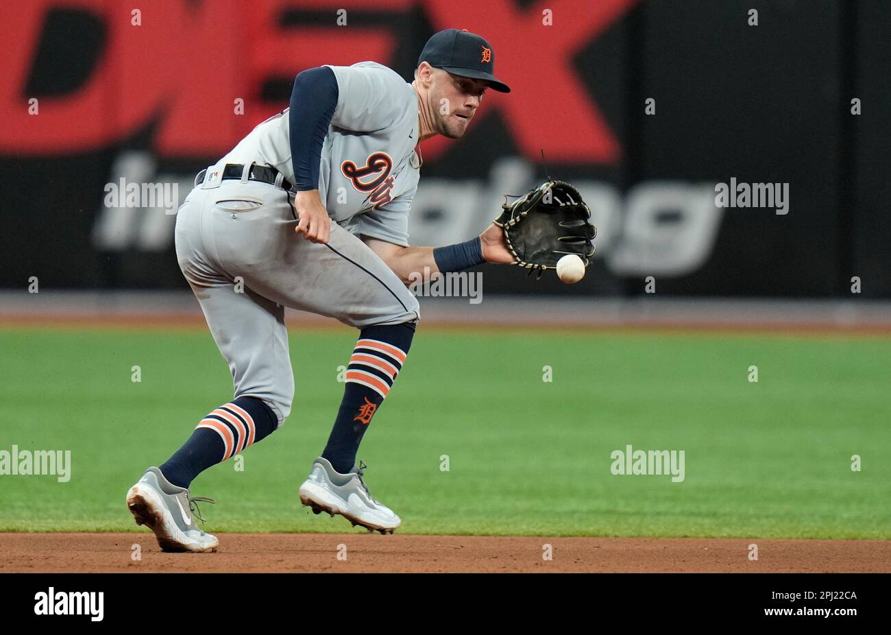 Detroit Tigers third baseman Ryan Kreidler throws out Tampa Bay Rays ...