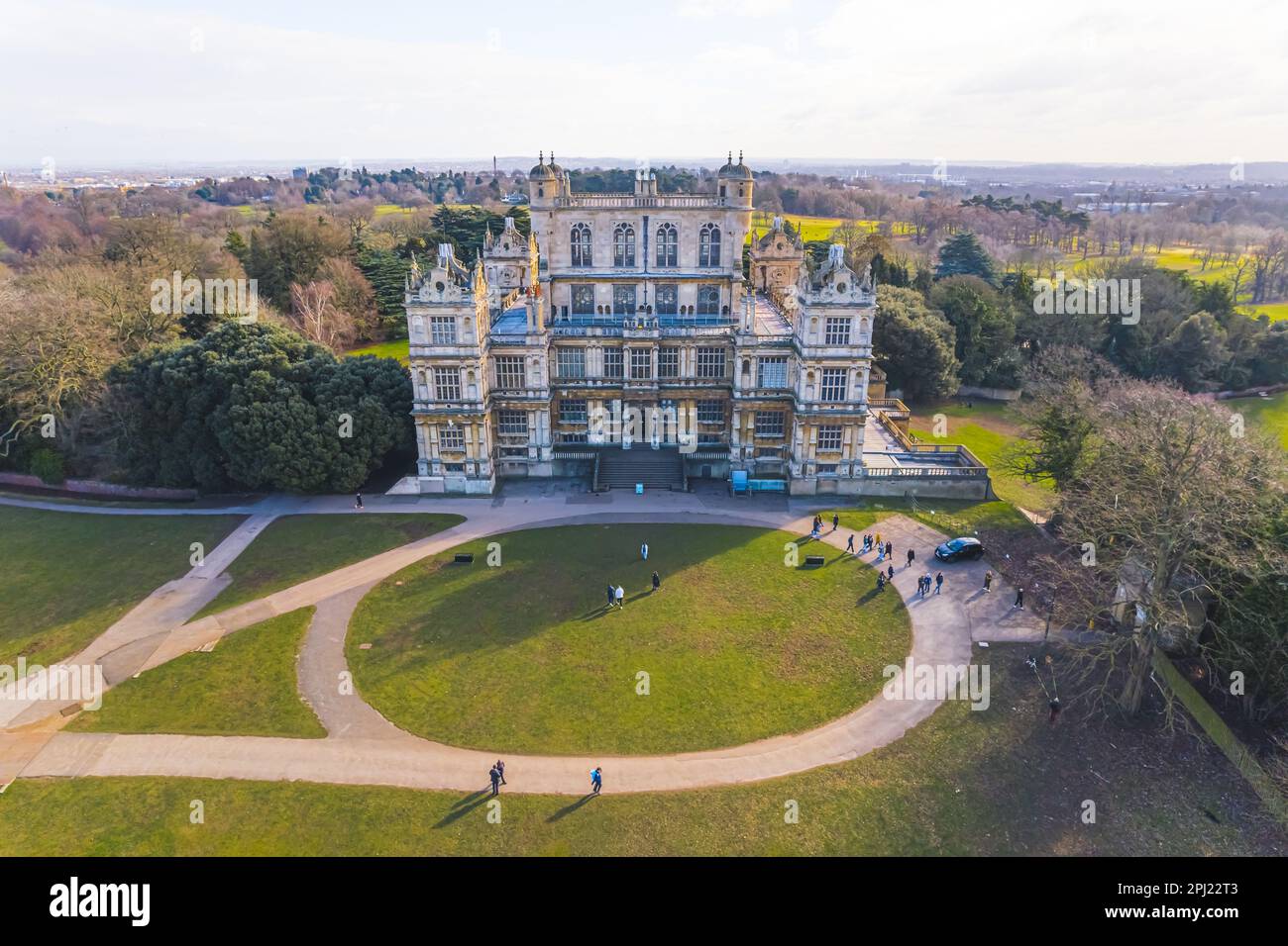 Wollaton Hall - Grade I listed Elizabethan mansion seen from aerial ...