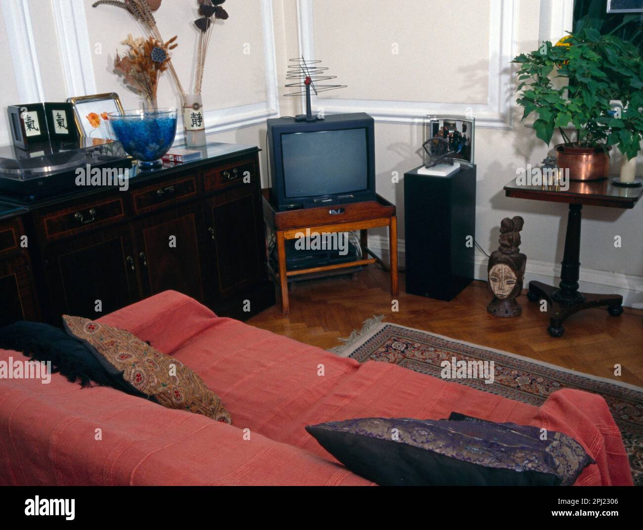 Interior of Living Room with Two Seater Sofa and Television Surrey ...