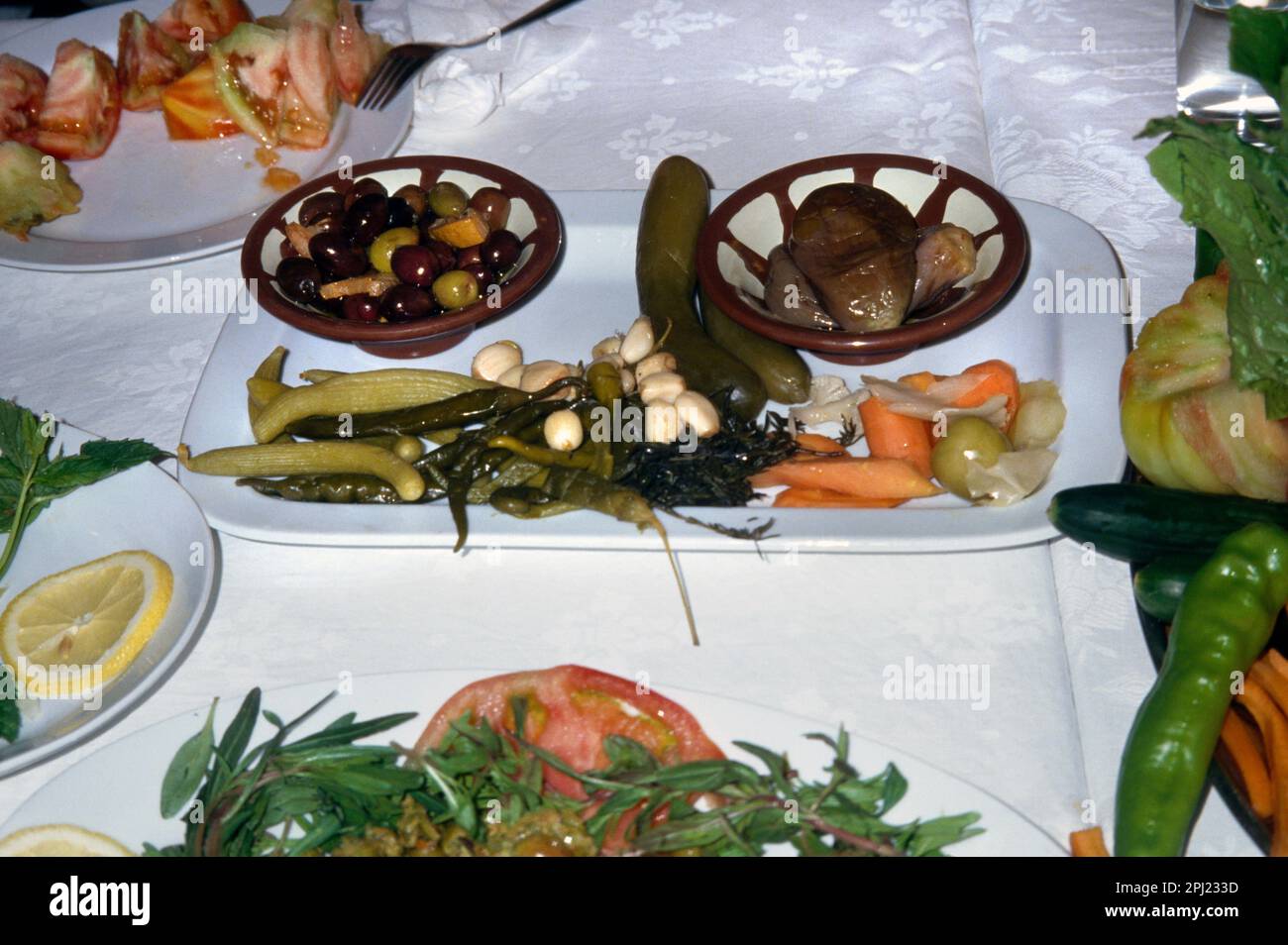 Zahleh Lebanon Middle Eastern Food Houmous & Metza Stock Photo - Alamy