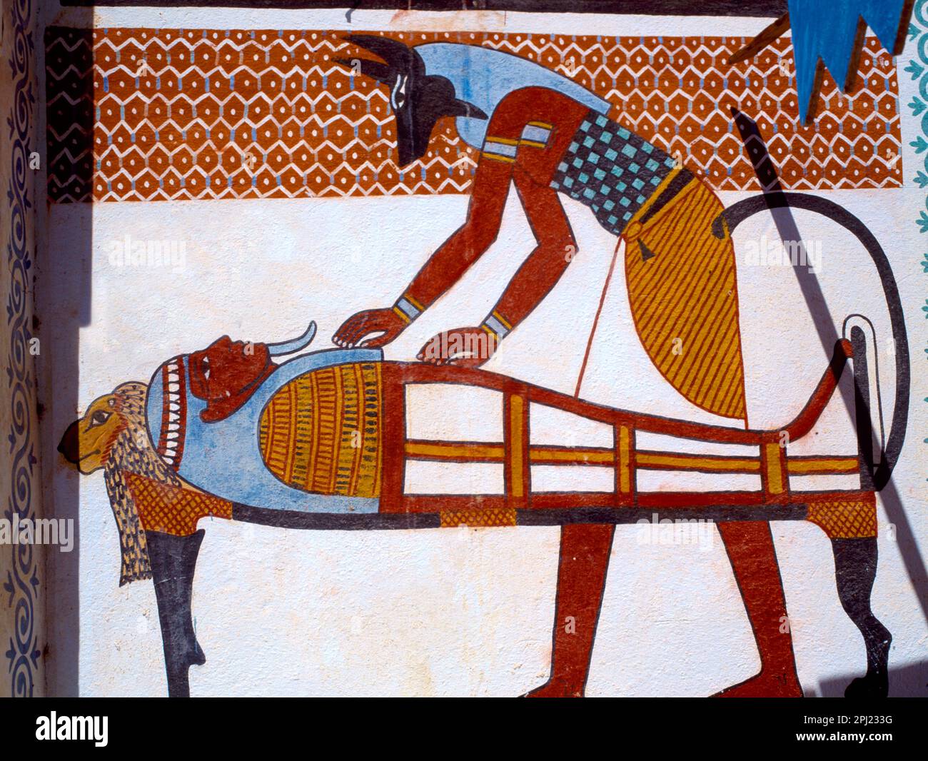 West Bank Luxor Egypt Mural Anubis Preparing Body Jackal Headed Stock Photo - Alamy