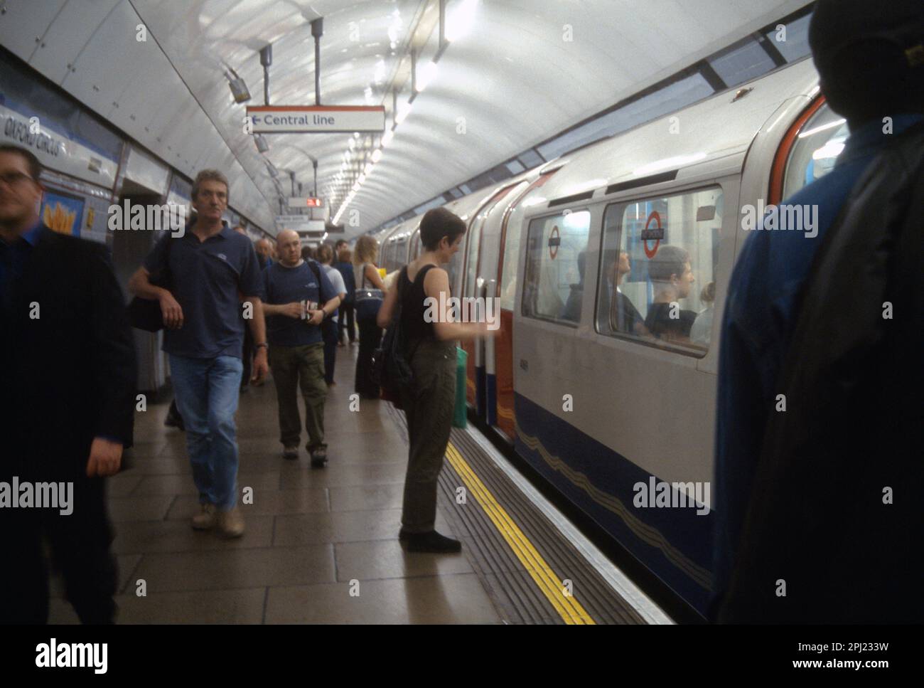London England Oxford Circus Underground Train busy Platform Stock ...