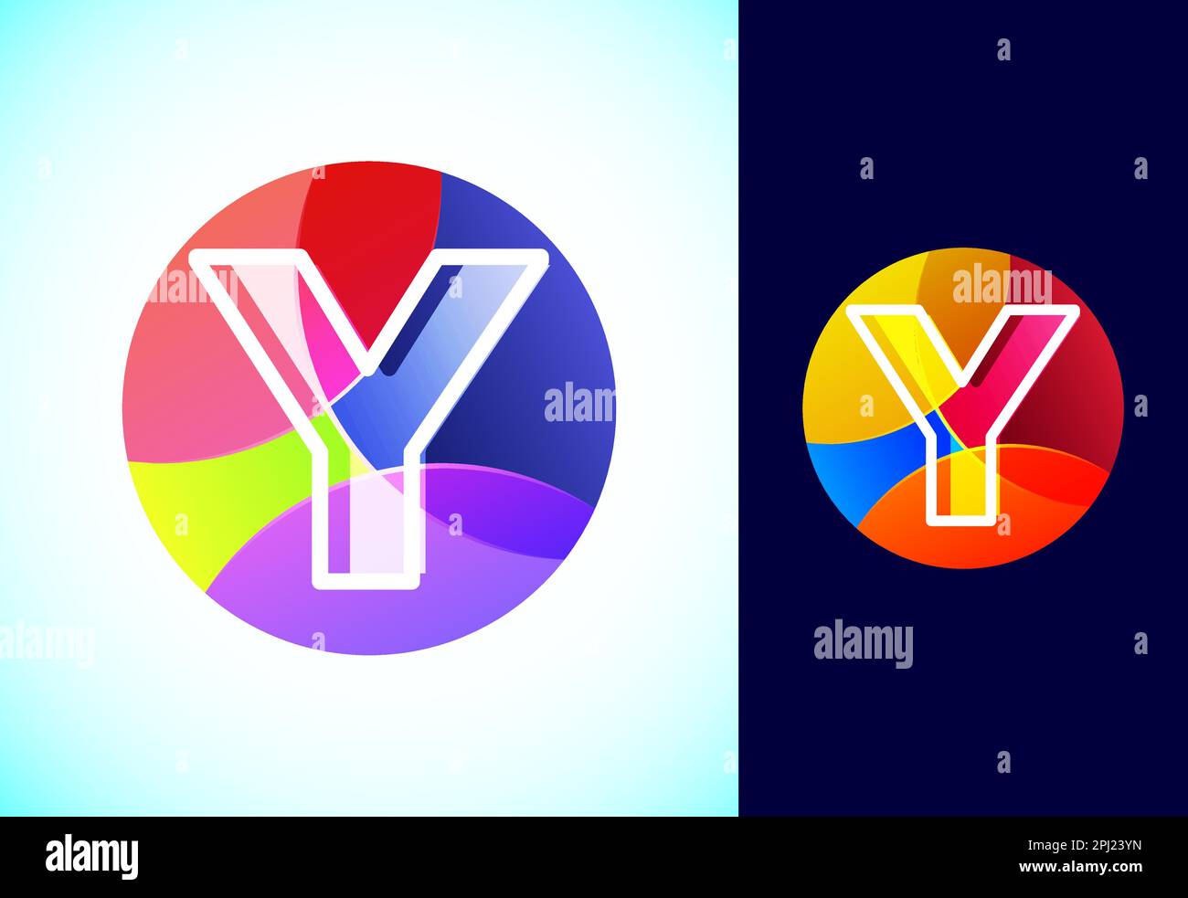Line letter logo on a colorful circle. Graphic alphabet symbol for ...