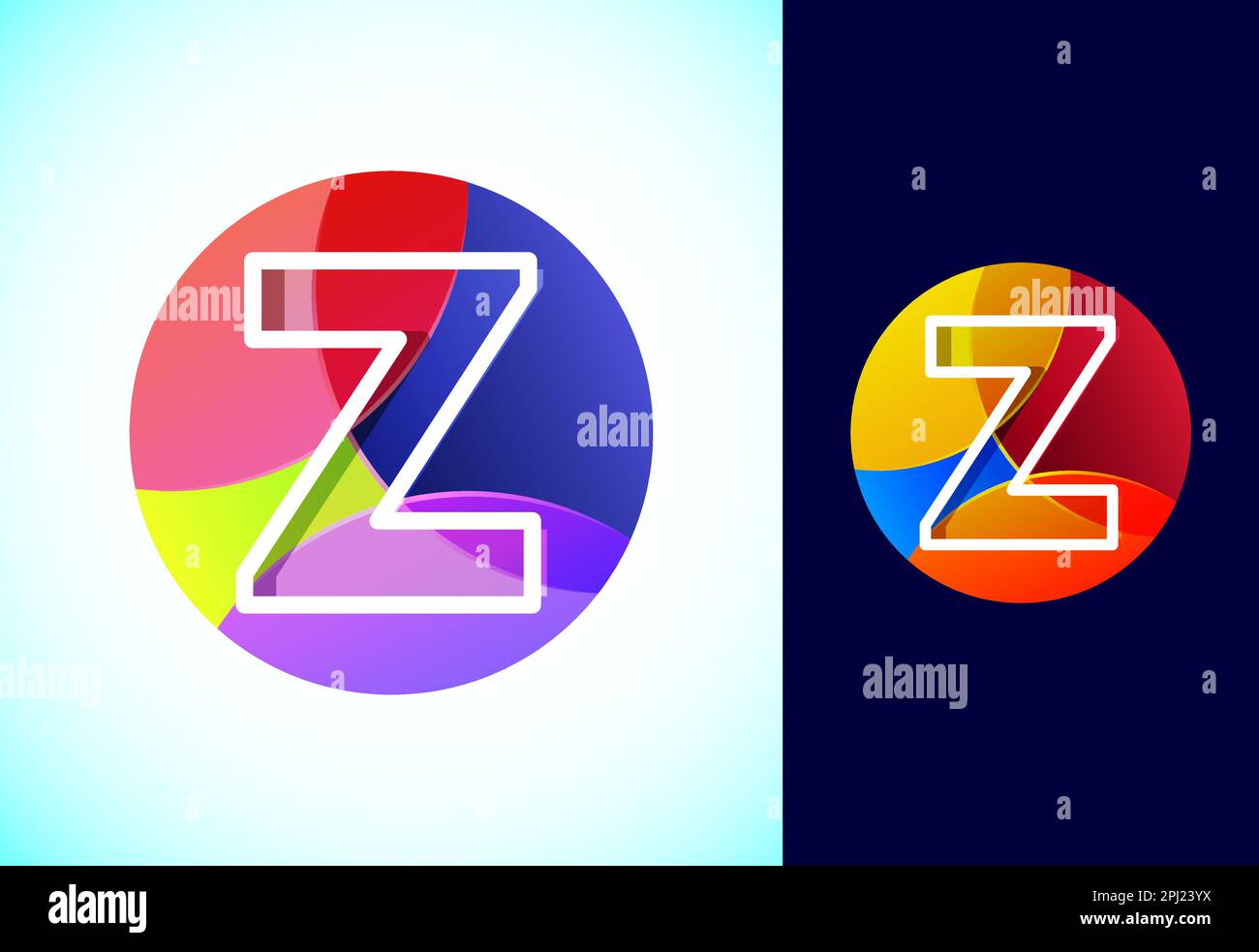 Line letter logo on a colorful circle. Graphic alphabet symbol for ...