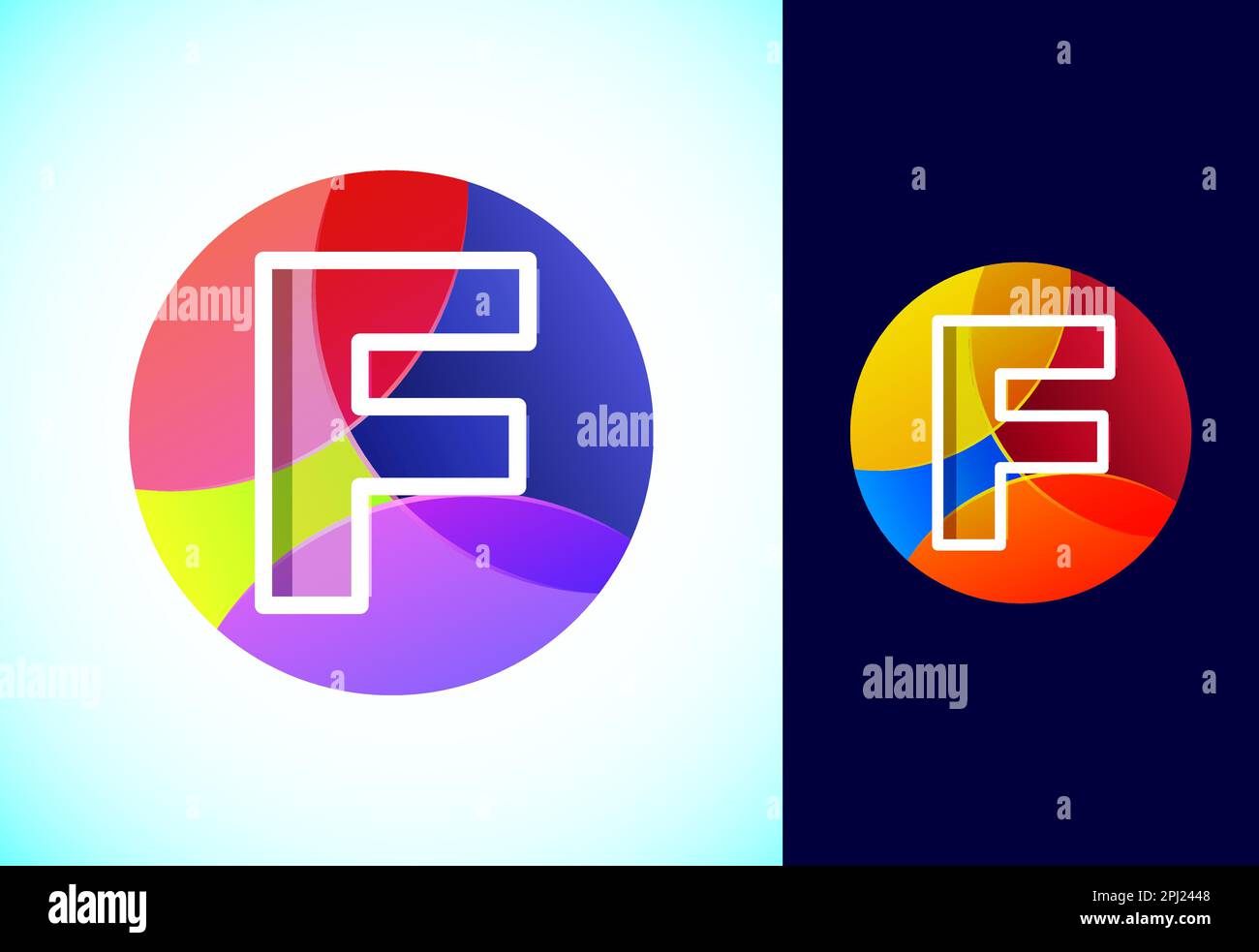 Line letter logo on a colorful circle. Graphic alphabet symbol for ...