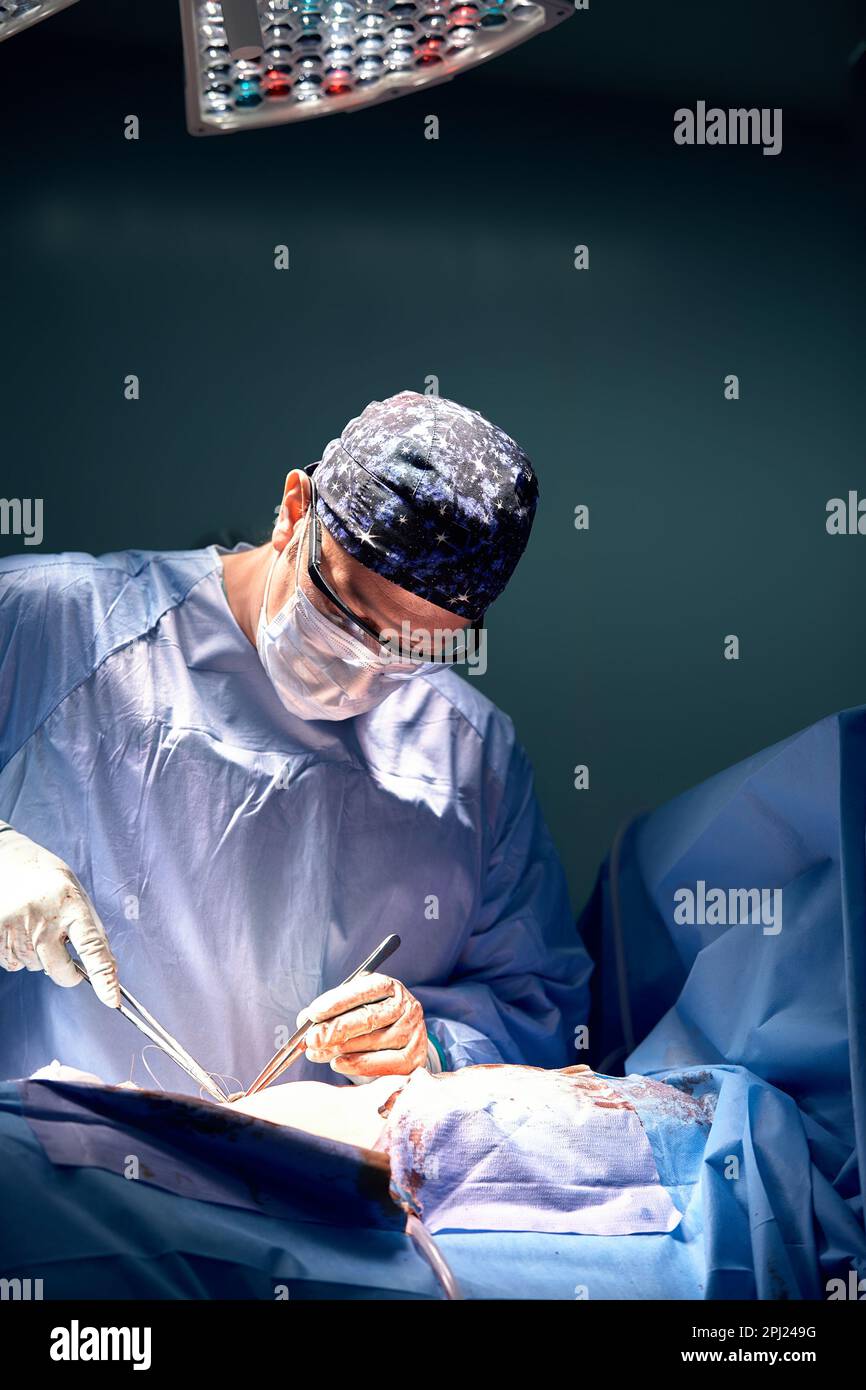 Modern equipment in operating room. Team surgeon at work in operating ...