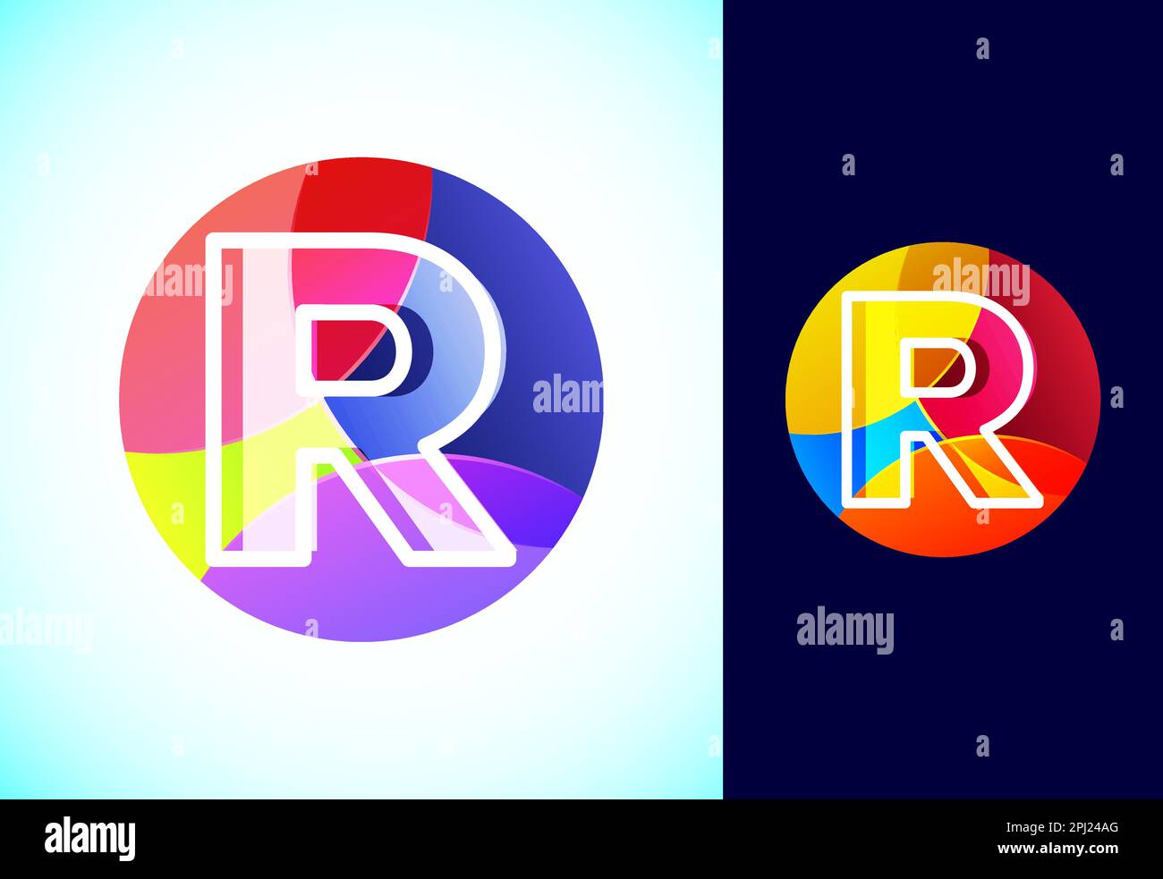 Line letter logo on a colorful circle. Graphic alphabet symbol for ...