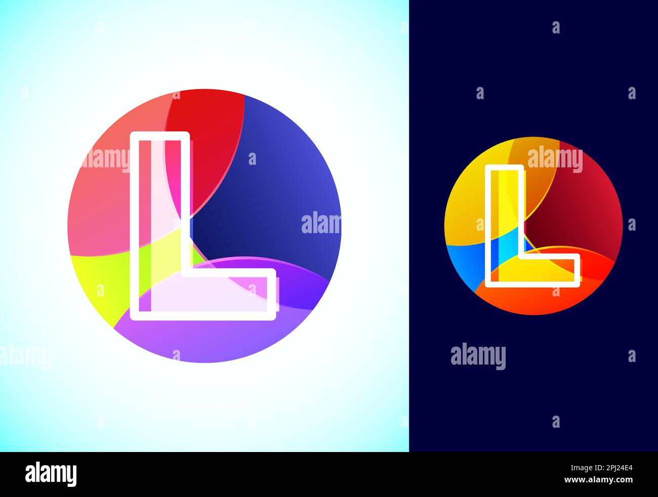 Line letter logo on a colorful circle. Graphic alphabet symbol for ...
