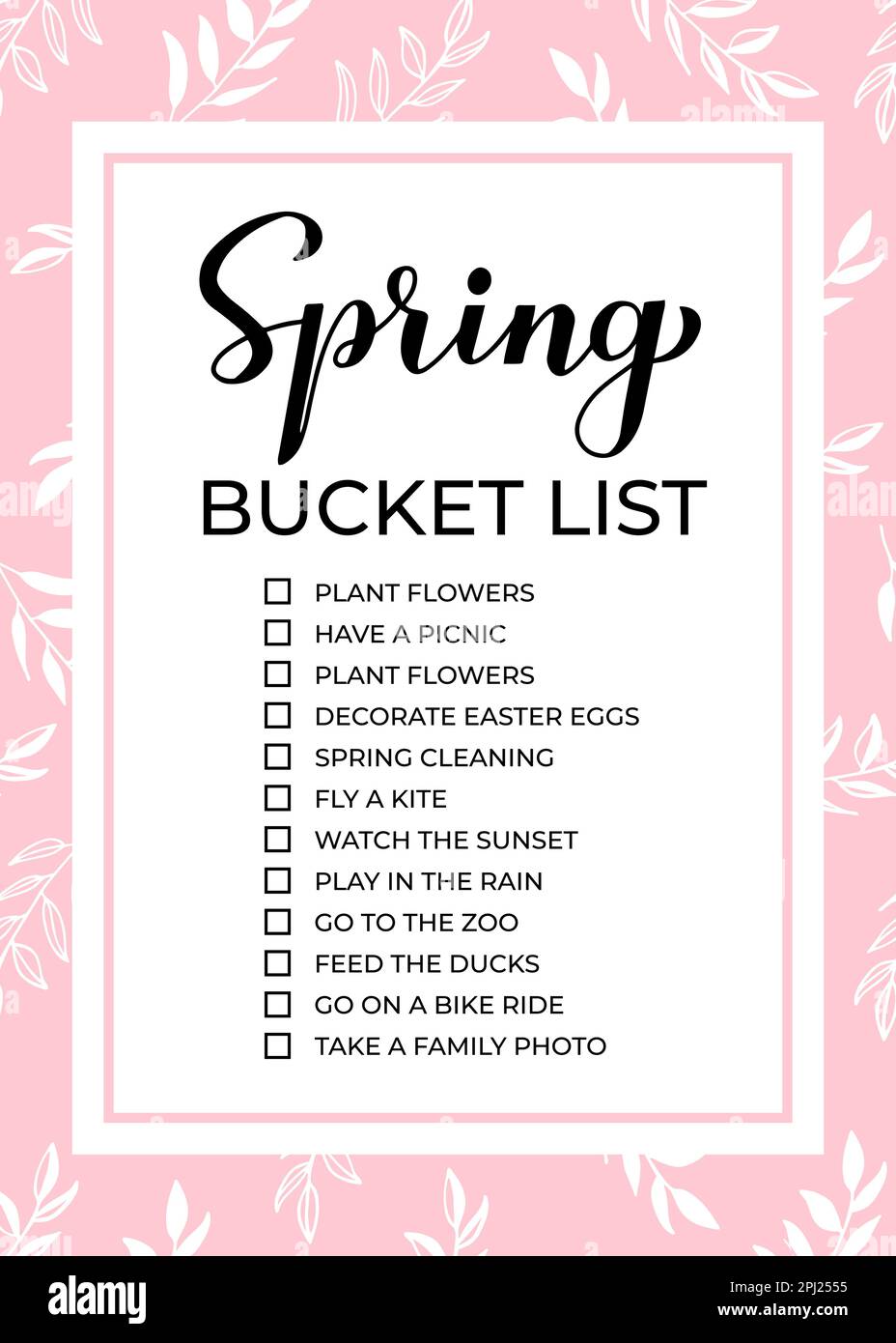 Spring bucket list. Funny things to do checklist. Seasonal activity ...