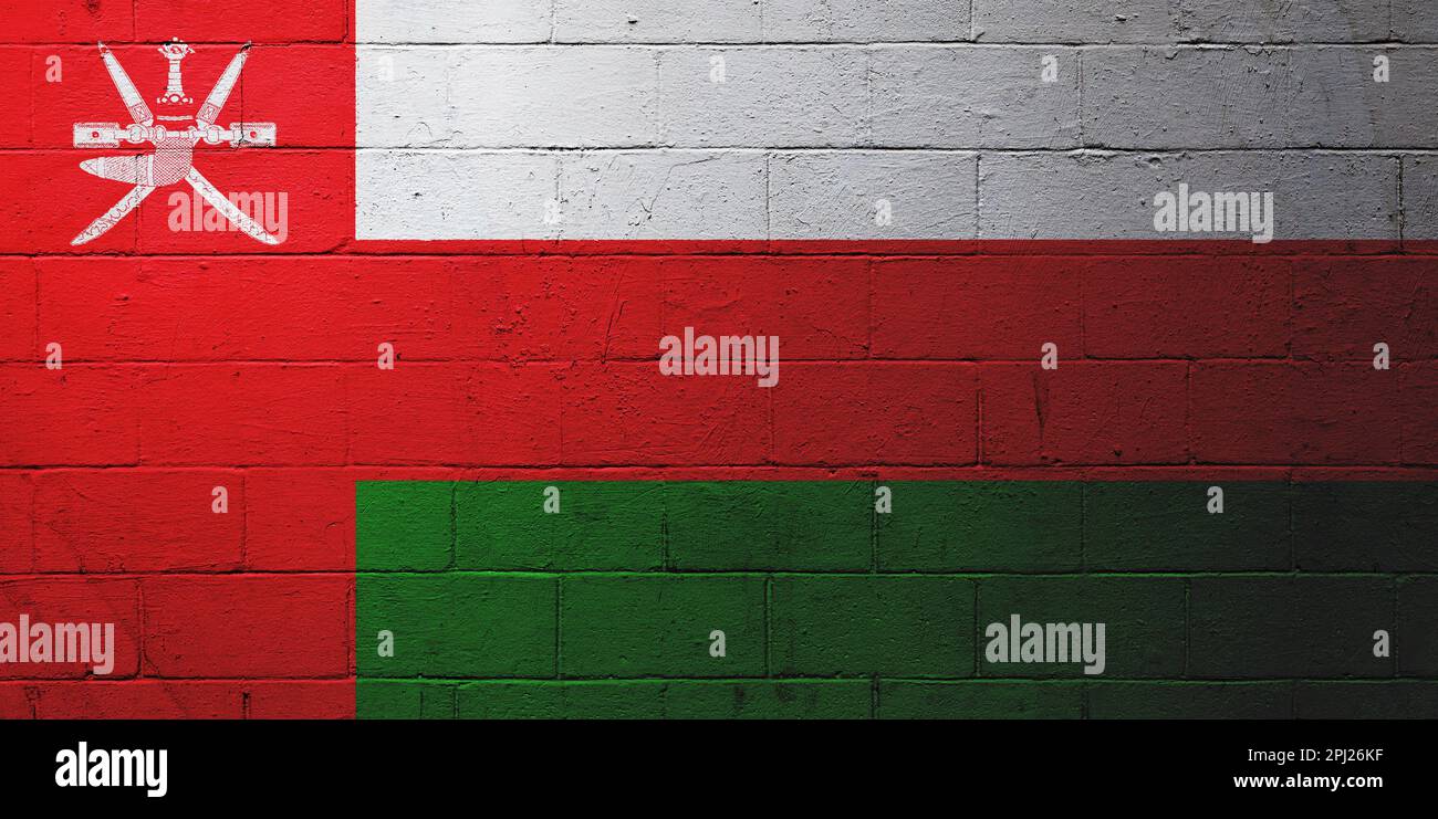 Flag of Oman painted on a cinder block wall Stock Photo - Alamy