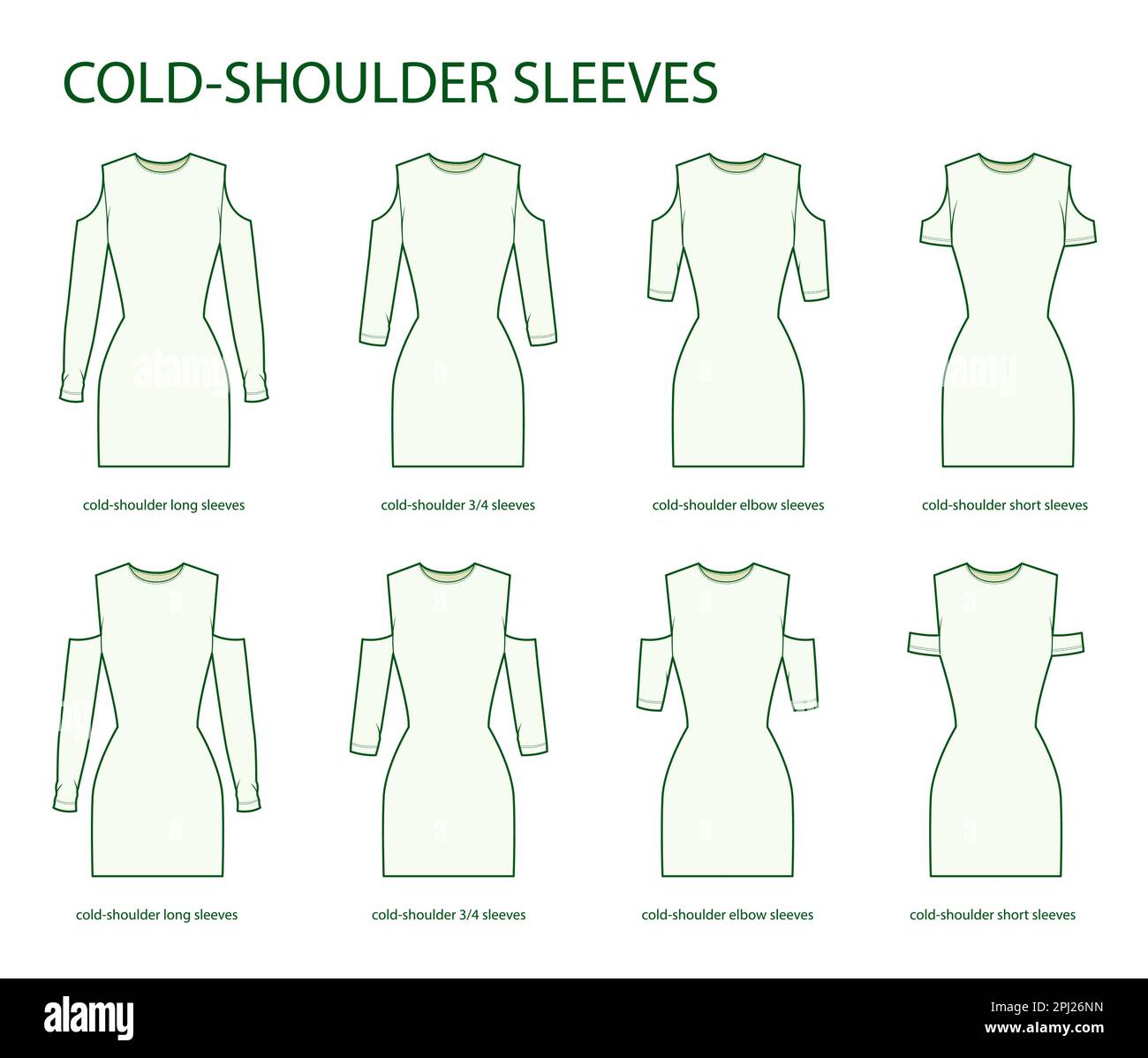 Set of Cold-shoulder sleeves clothes long, 3-4, elbow, short length ...