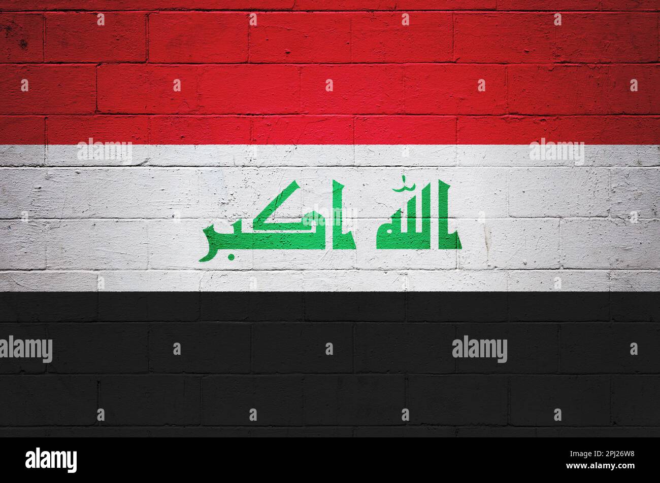 Flag of Iraq painted on a cinder block wall Stock Photo - Alamy