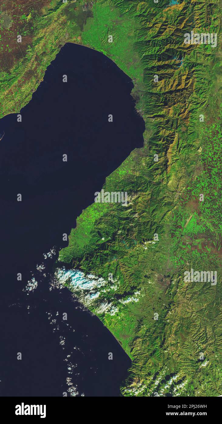 Aerial of Syria and Turkey coastline on the Mediterranean. Elements of ...
