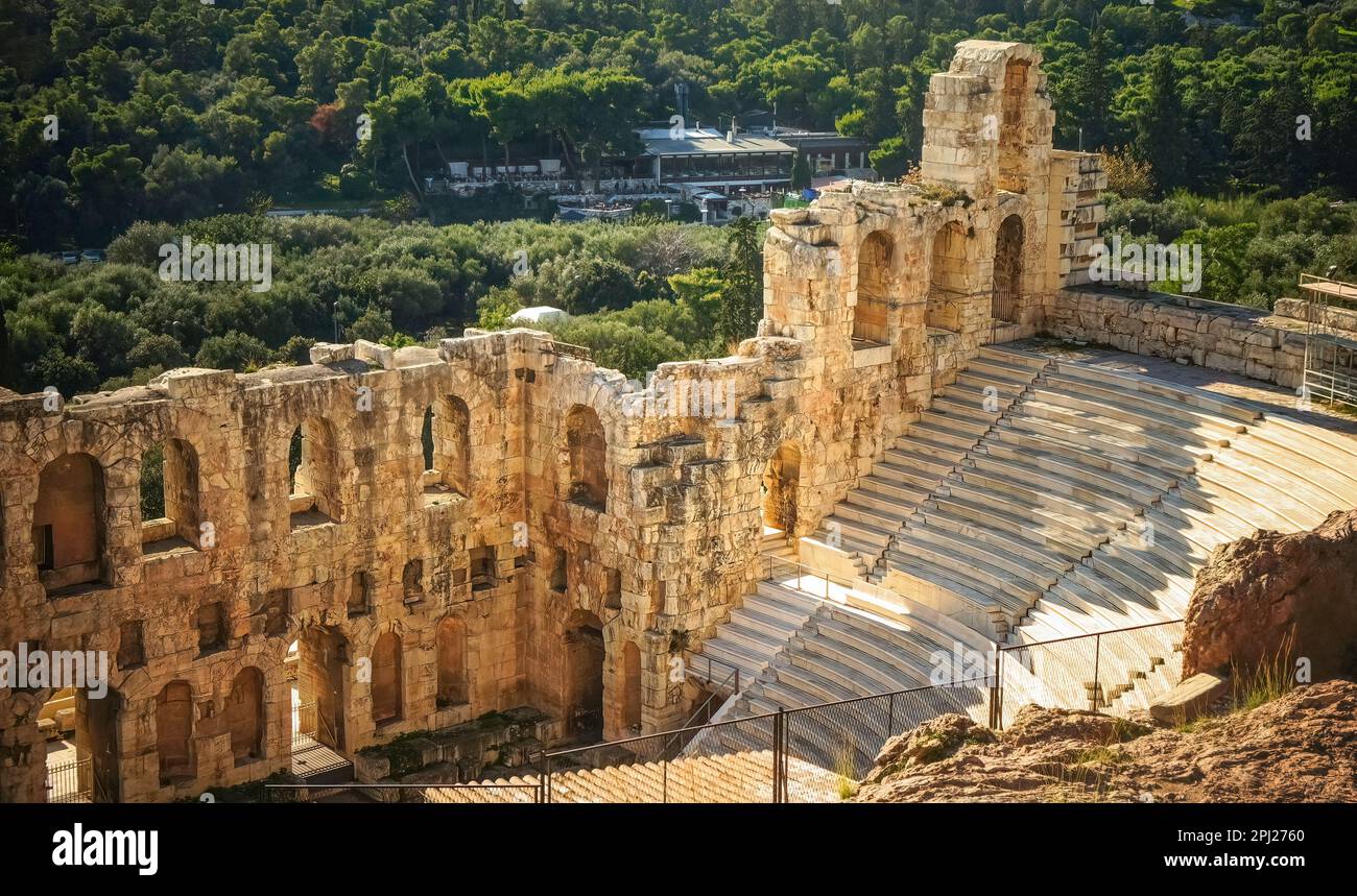 Ancient Theater of Dionysus Athens Greece top view from Acropolis museum Stock Photo - Alamy