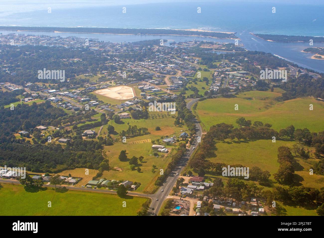 Aerial view of Lakes Entrance Stock Photo - Alamy