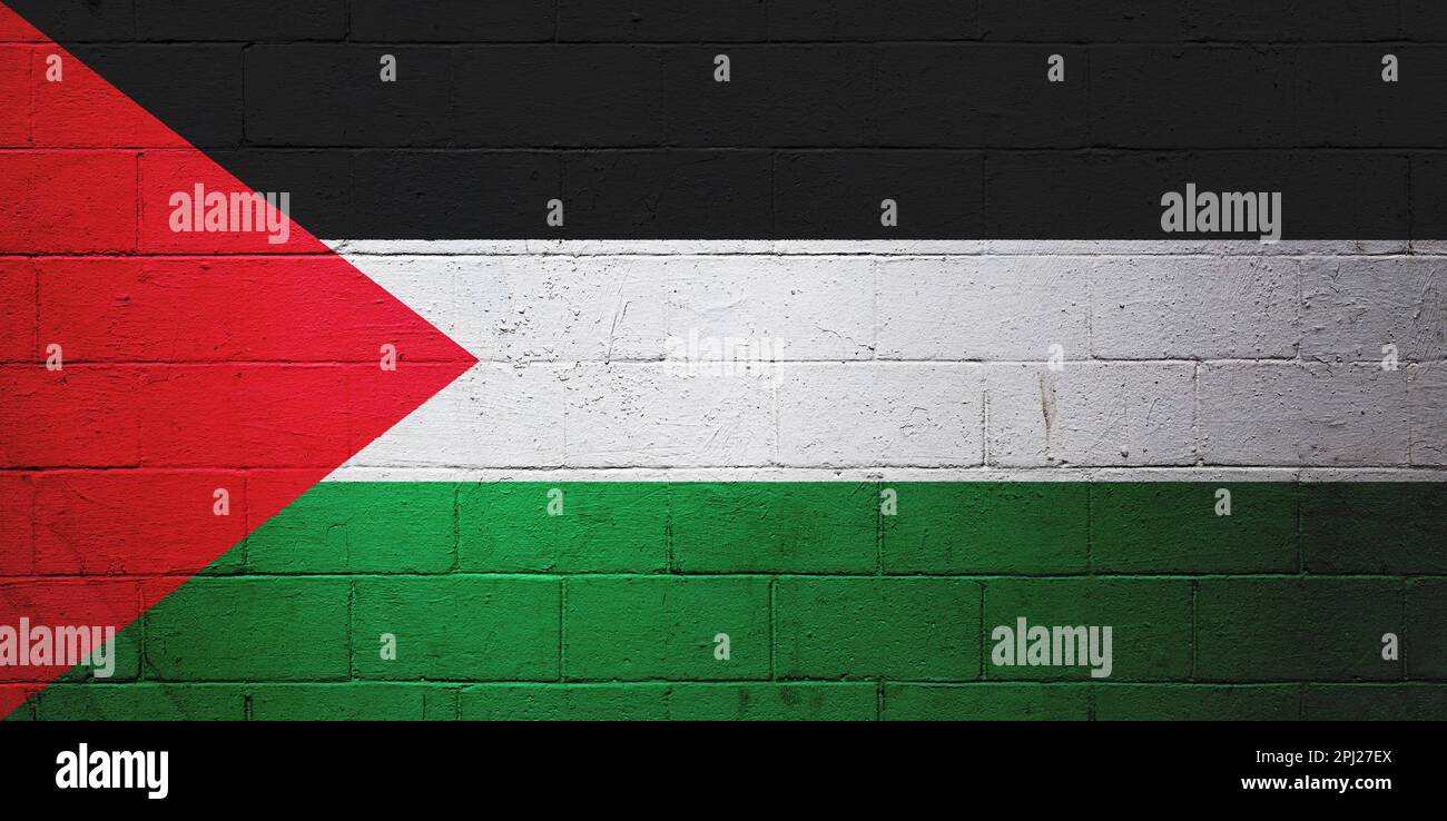 Flag of Palestine painted on a cinder block wall Stock Photo - Alamy