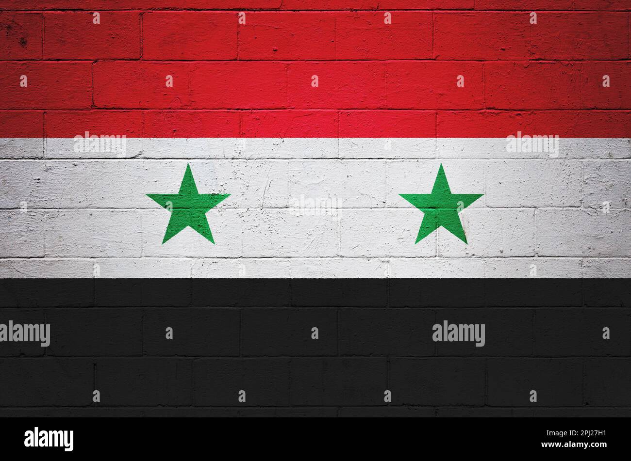 Flag of Syria painted on a cinder block wall Stock Photo - Alamy