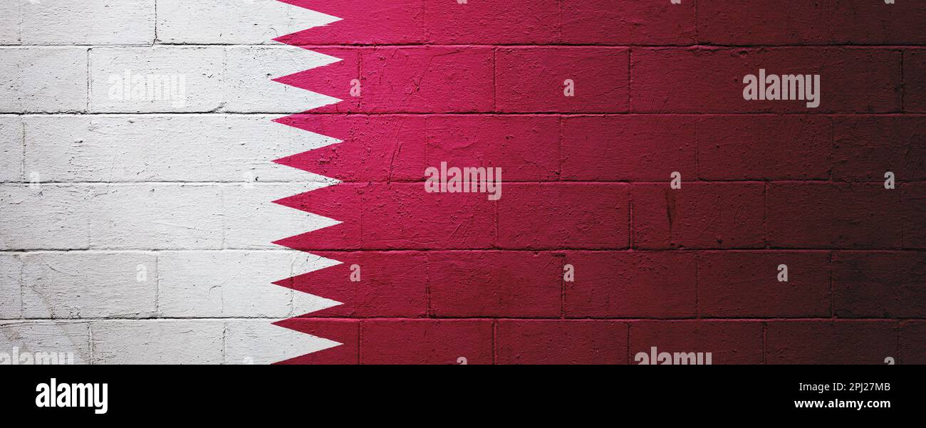 Flag of Qatar painted on a cinder block wall Stock Photo - Alamy