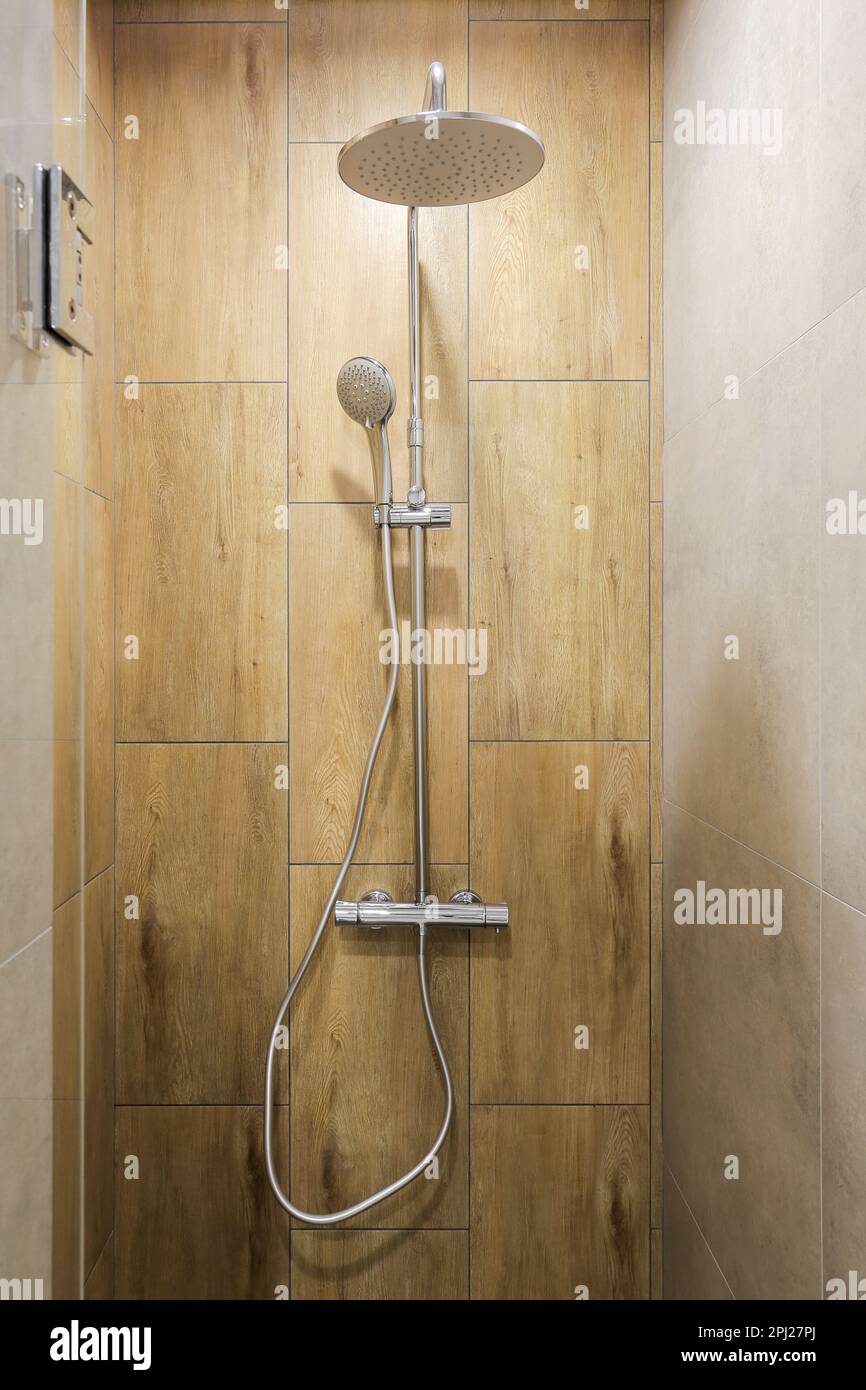 Shower system in the shower room interior Stock Photo - Alamy
