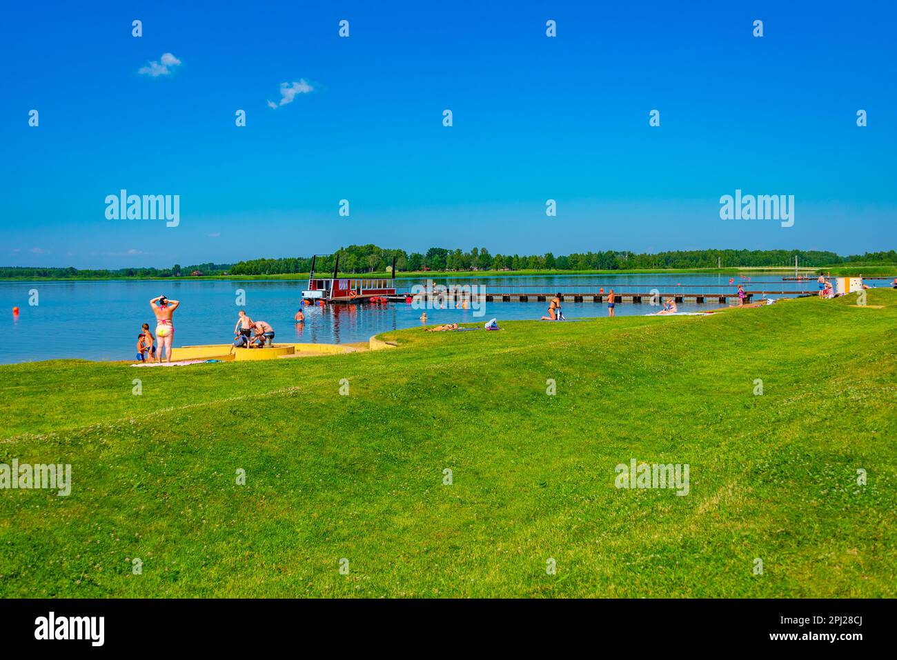 VГµru, Estonia, June 27, 2022: Summer day at Tamula beach at VГµru in ...