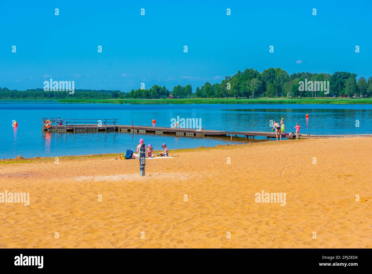 VГµru, Estonia, June 27, 2022: Summer day at Tamula beach at VГµru in ...