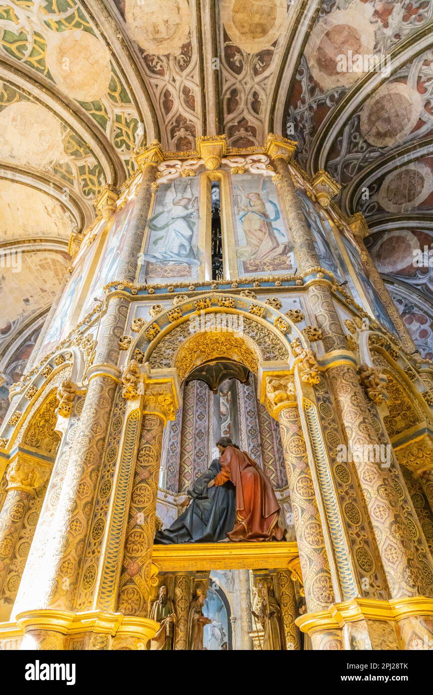 Europe, Portugal, Tomar. April 14, 2022. Ornate interior of the Convent ...