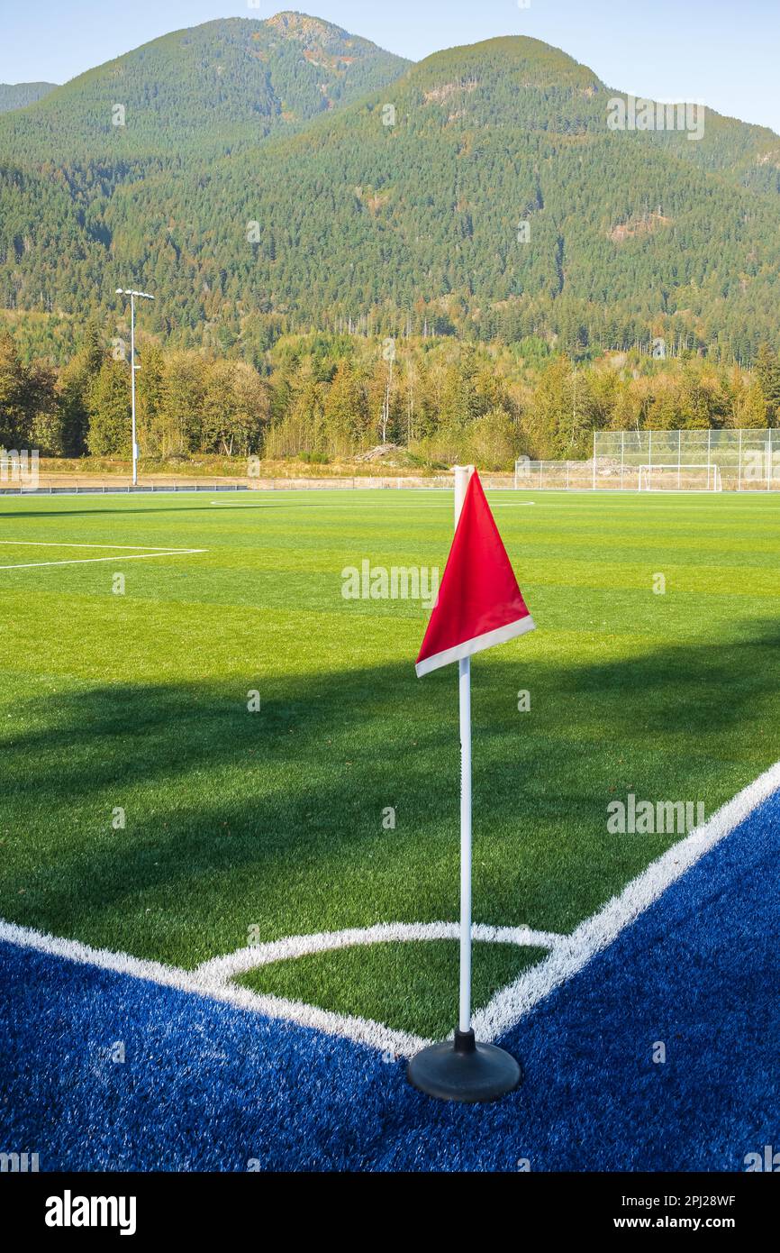 Football Field. Photo of a green synthetic grass sports field with ...