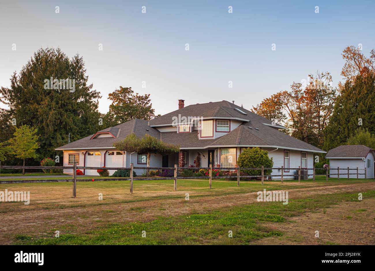 Big family house built on farm land. Image of residential house ...