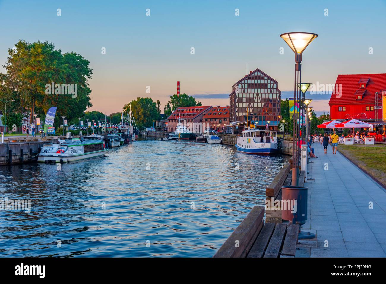 Klaipeda, Lithuania, July 3, 2022: Boats mooring at riverside of Danes ...