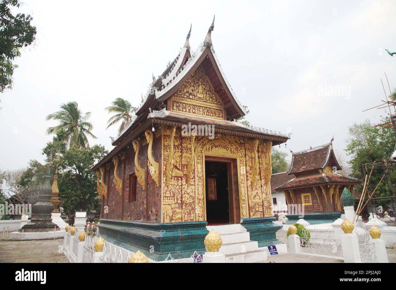 Pink worship tower with stained glass decorated on the wall Tell ...