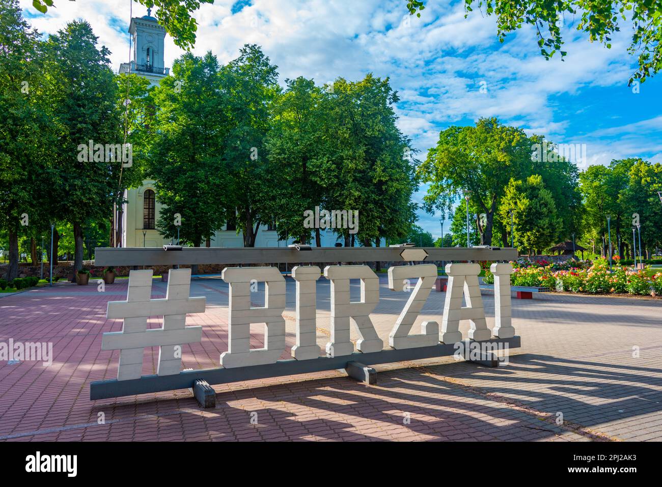 Birzai, Lithuania, July 7, 2022: Birzai tourist sign in Lithuania Stock ...