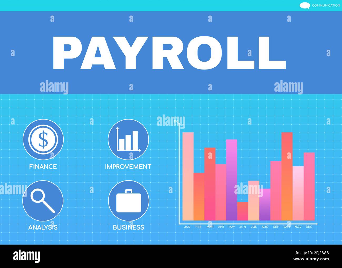 Payroll concept. Illustration of business icons and graphs Stock Photo ...