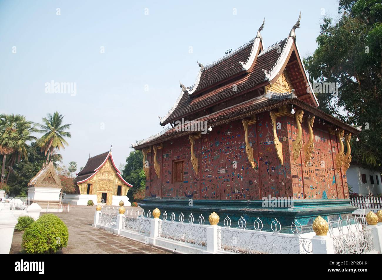 Pink worship tower with stained glass decorated on the wall Tell ...