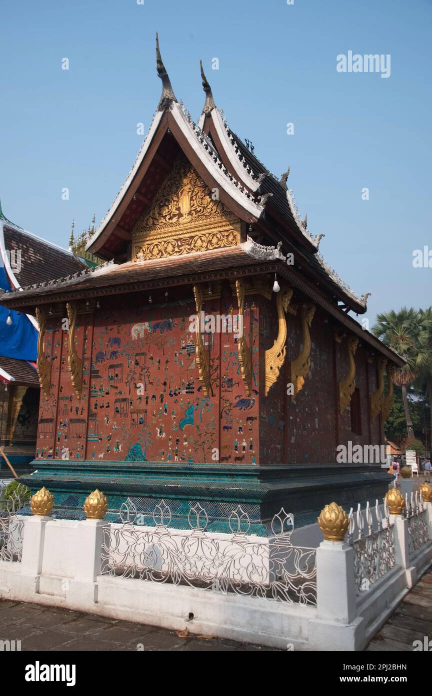 Pink worship tower with stained glass decorated on the wall Tell ...