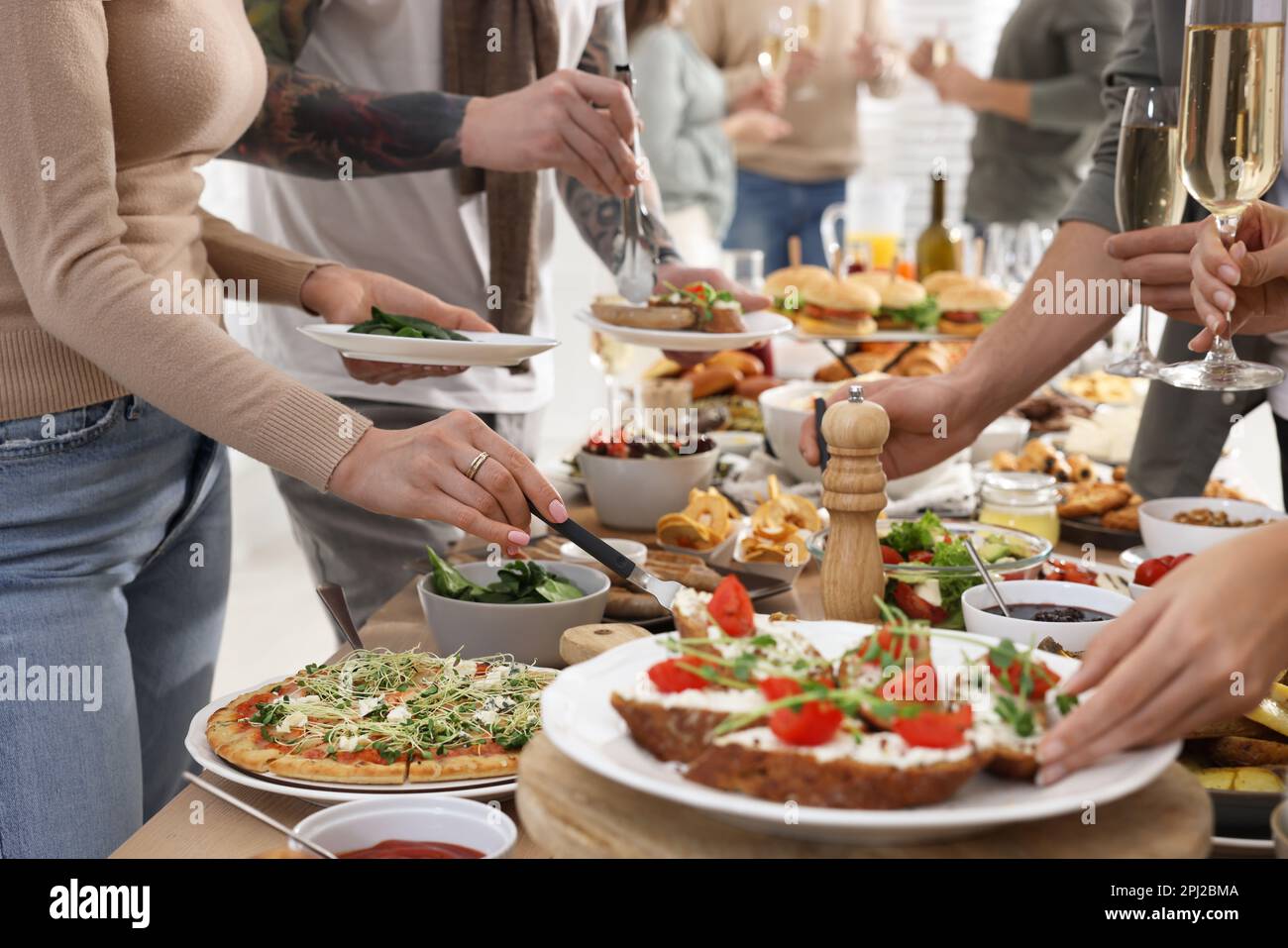 Closeup hands setting breakfast buffet hi-res stock photography and ...