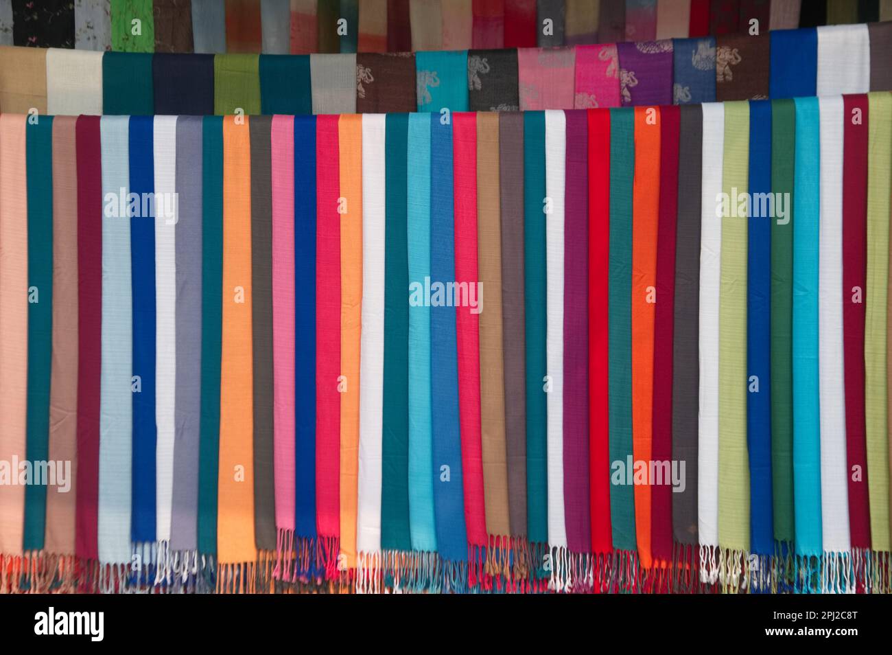 Texture or background of Woven fabric, colorful display hangers Stock ...