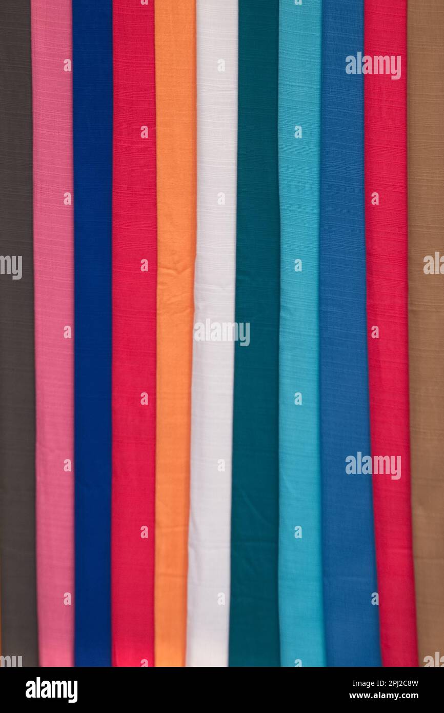 Texture or background of Woven fabric, colorful display hangers Stock ...