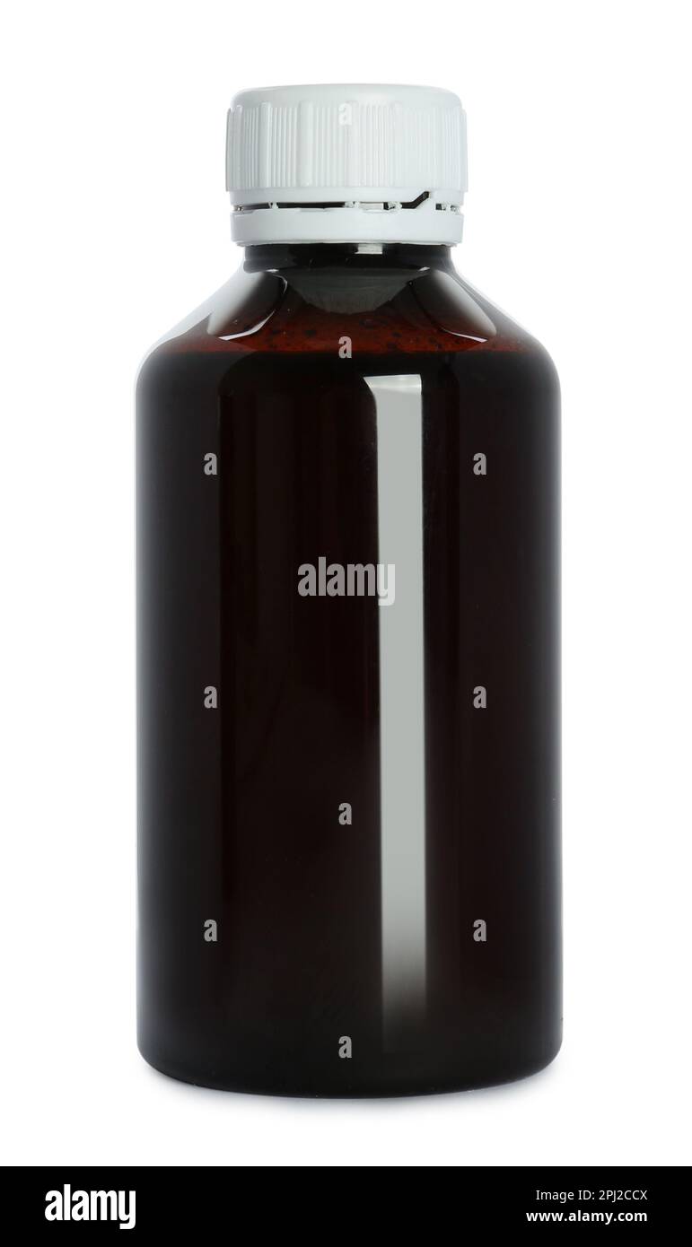 Bottle of cough syrup isolated on white Stock Photo - Alamy