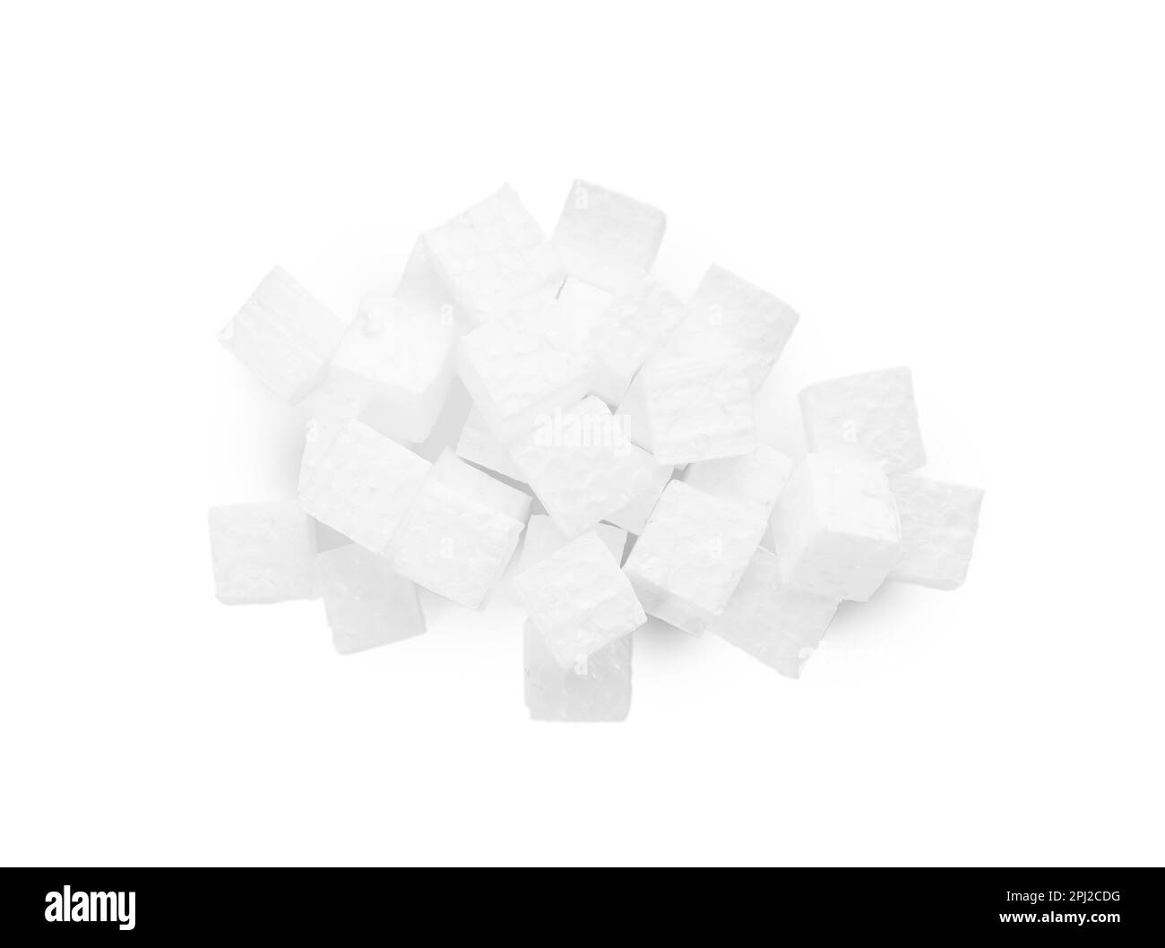 Pile of styrofoam cubes on white background, top view Stock Photo - Alamy