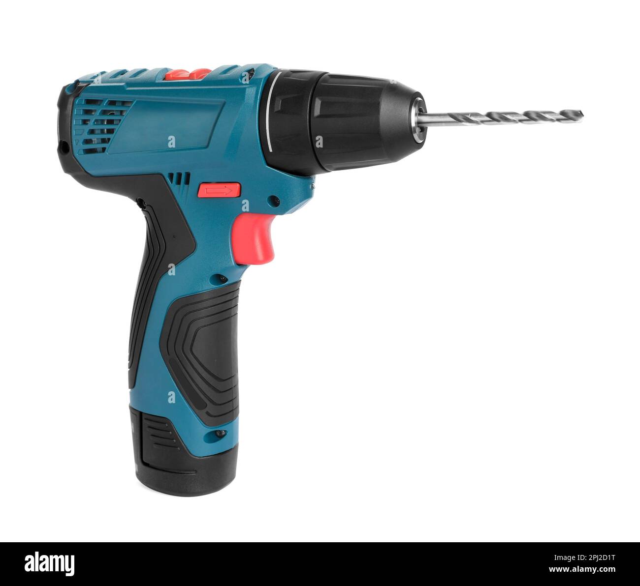 Modern electric power drill isolated on white Stock Photo - Alamy