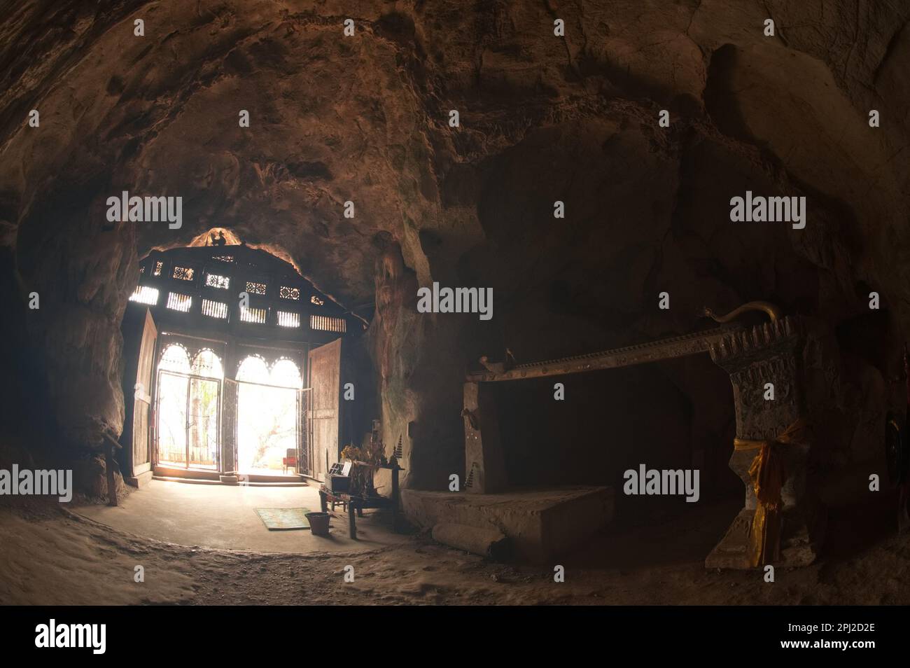 Entrance gate on second floor of Ting Cave or Pak Ou Cave Go inside ...
