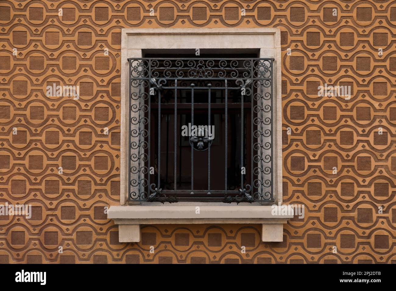 Beautiful window with grills in building outdoors Stock Photo - Alamy