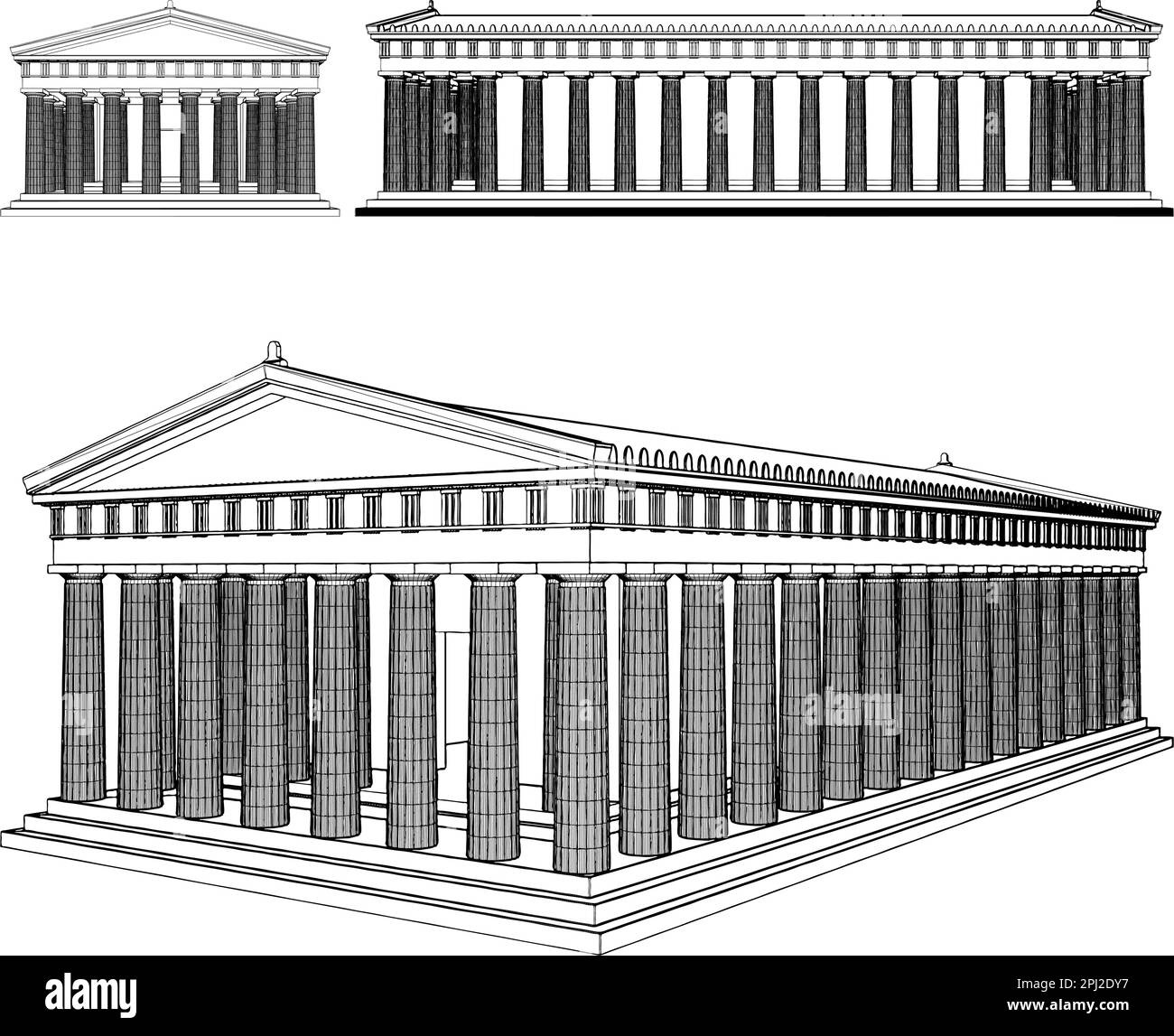Greece Parthenon Temple Landmark Sketch Vector. Illustration Isolated On White Background. A ...