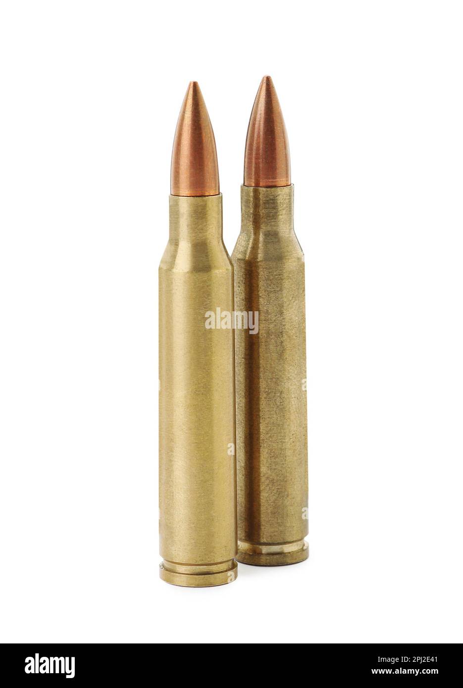 Two bullets on white background. Military ammunition Stock Photo - Alamy