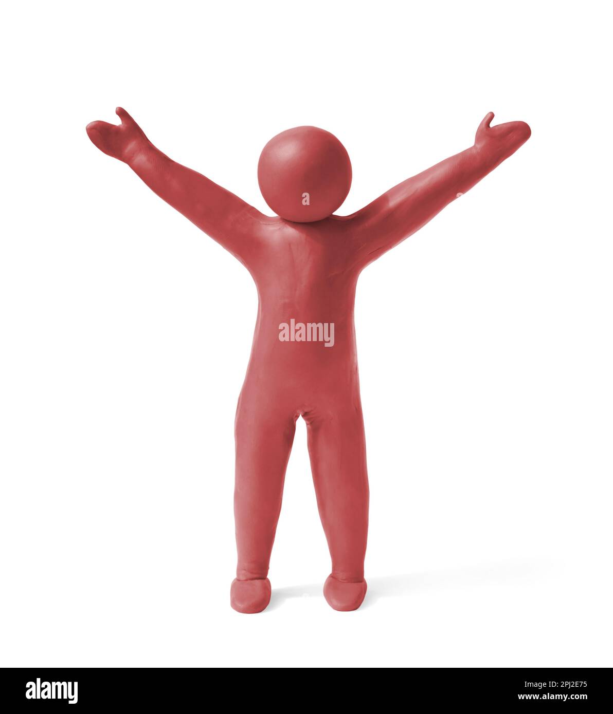 Human figure with arms wide open made of red plasticine isolated on ...