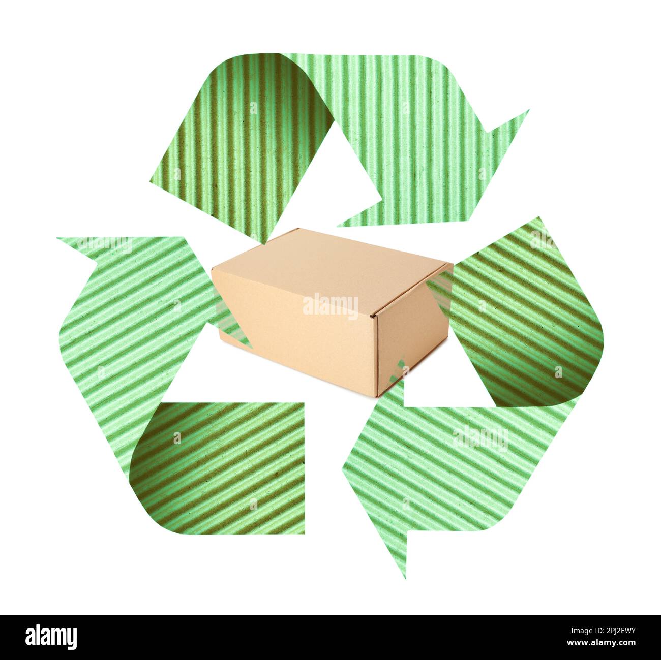 Cardboard box and recycling symbol on white background Stock Photo - Alamy