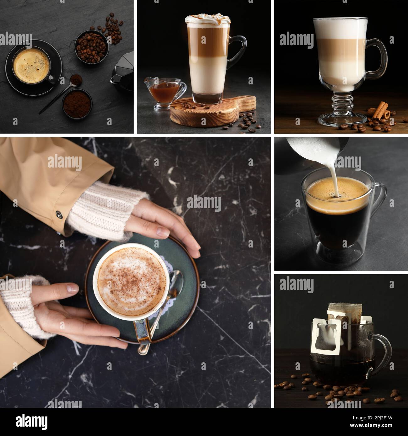 Beautiful collage with different photos of aromatic coffee Stock Photo ...